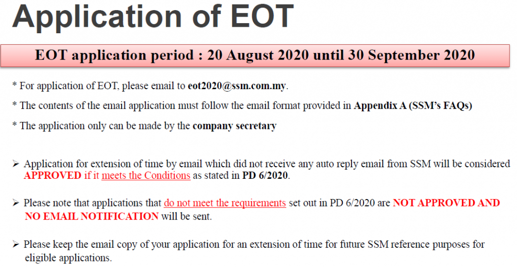 SSM Extension of Time (EOT) for Companies for FYE 1 January 2020 to 31 ...